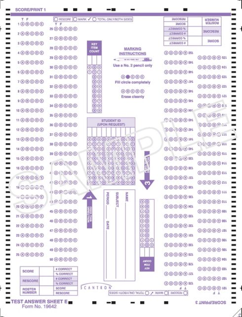 SCANTRON DM ANSWER SHEET E – allCanes